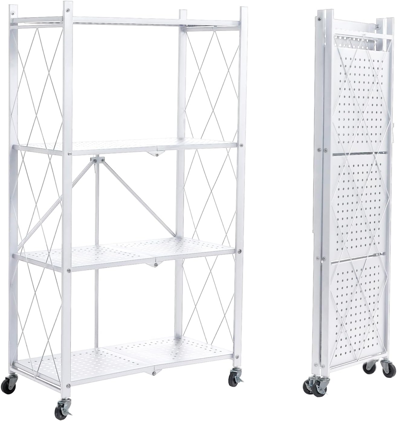 Amazon.com: BRIAN & DANY 4-Shelf Foldable Storage Shelves with Wheels ...