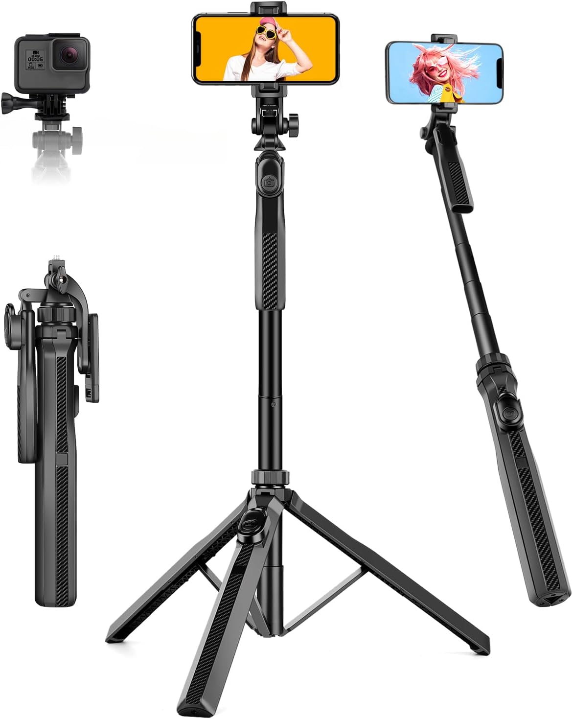 180cm Handy Stativ Ständer & Selfie Stick, Handyhalter mit Abnehmbarer ...