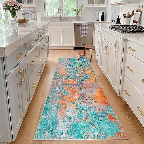 Amazon.com: Lahome Abstract Teal 2.5x10 Runners for Hallways,Washable ...