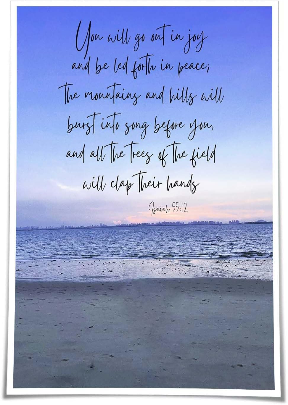 Amazon.com: Heskyii Isaiah 55 12 Wall Art Bible Verse Poster You Will ...