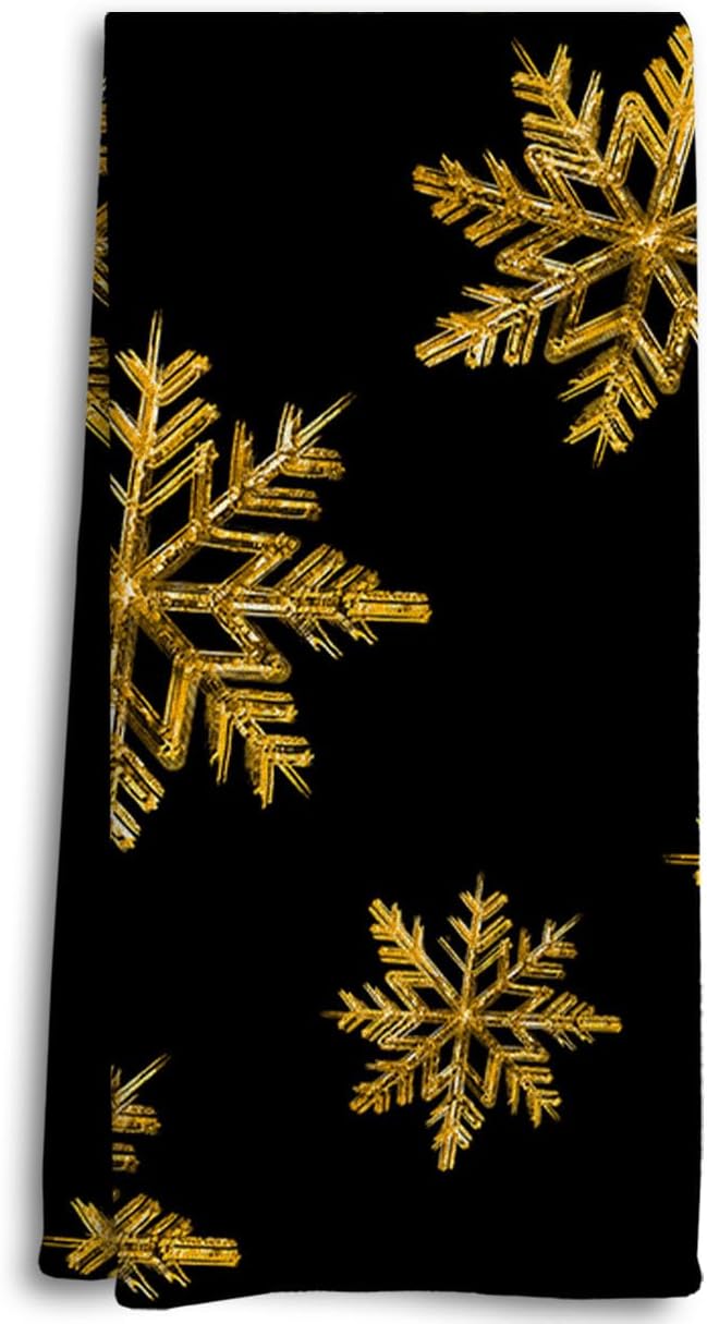 Amazon.com: Dwept Winter Black Golden Snowflake Kitchen Towel ...