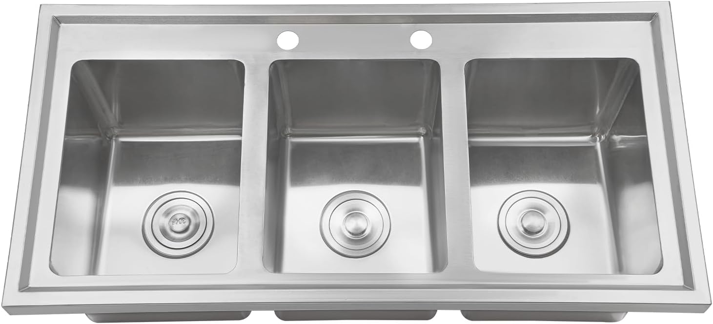3 Compartment Drop in Sink Modern Stainless Steel Kitchen Sink ...