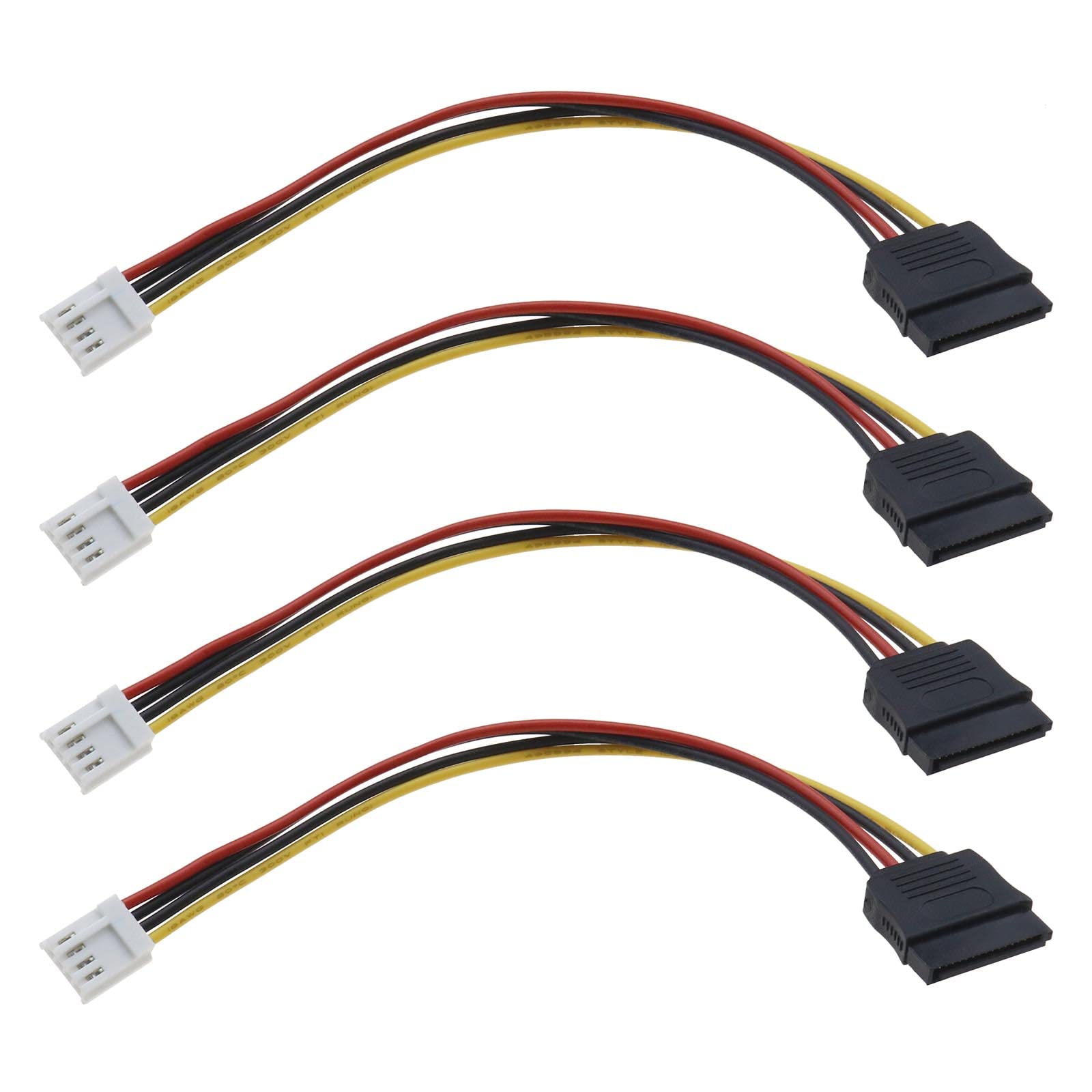 ECSiNG 4Pcs 4pin Male to SATA 15pin Female Drive Power Cable SATA Power ...