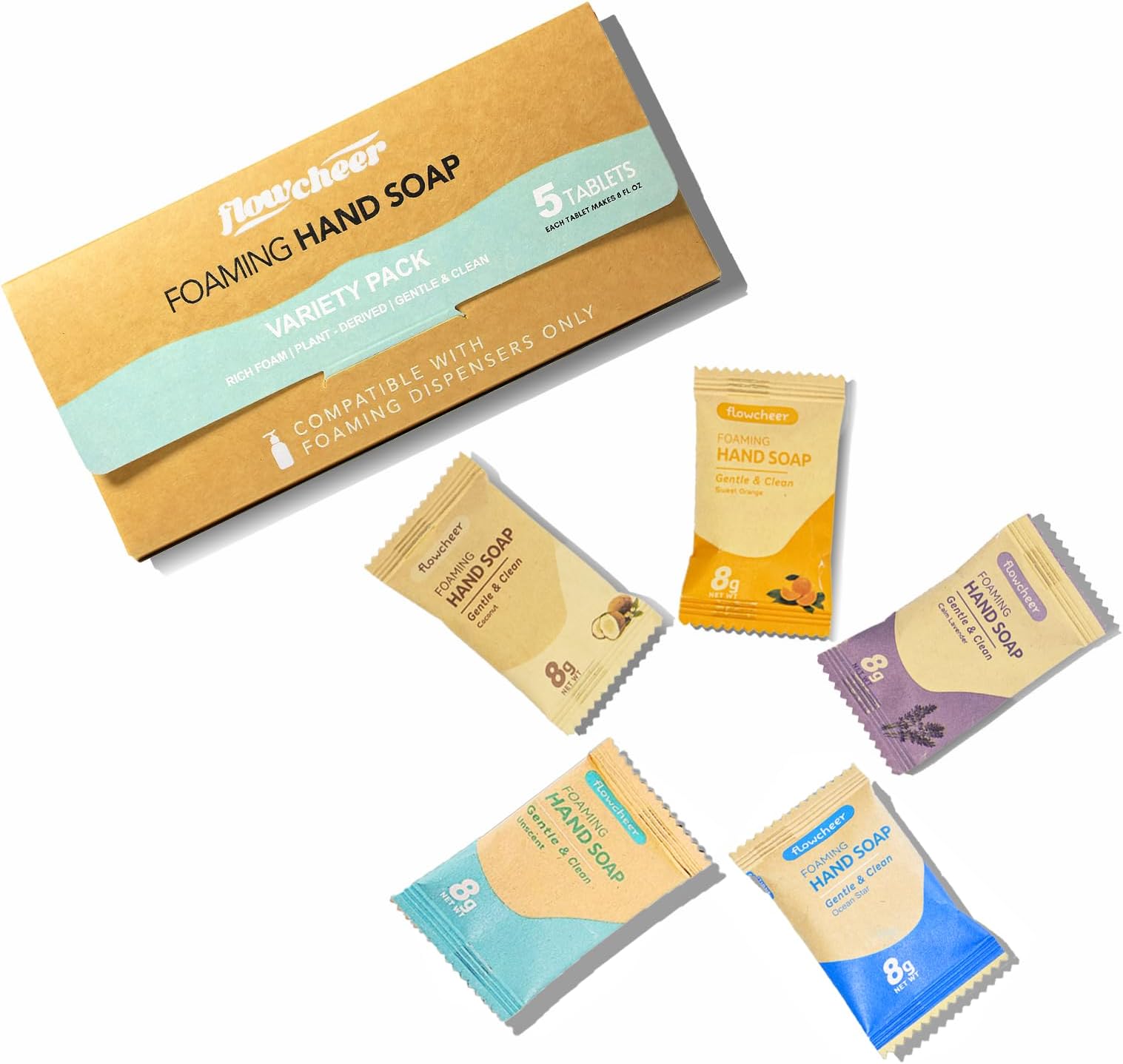 Amazon.com : flowcheer Foaming Hand Soap Tablet Refills-5 Sample Pack ...