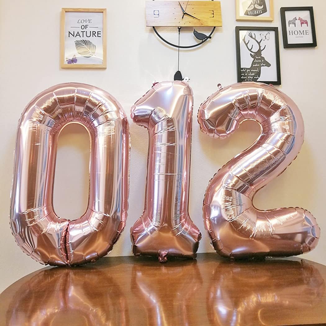 Aabellay Large Foil Mylar Balloons 40 Inch Rose Gold Number Balloons ...