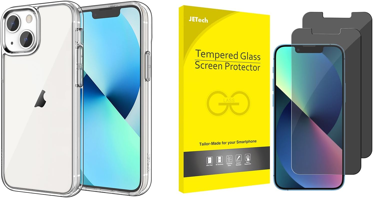 Amazon.com: JETech iPhone 13 Bumper Case and Tempered Glass Privacy ...