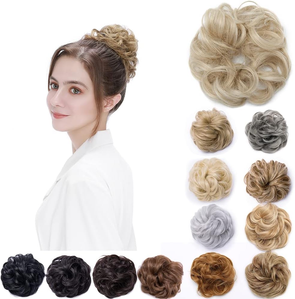 Blond Hair Bun Scrunchy Scrunchie Bun Short Messy Hair Bun Donut Hair ...