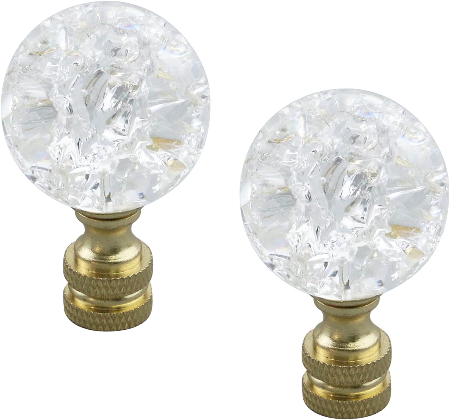 1 Pack Crystal Lamp Finial Cap with Polished Brass Finish Base ...