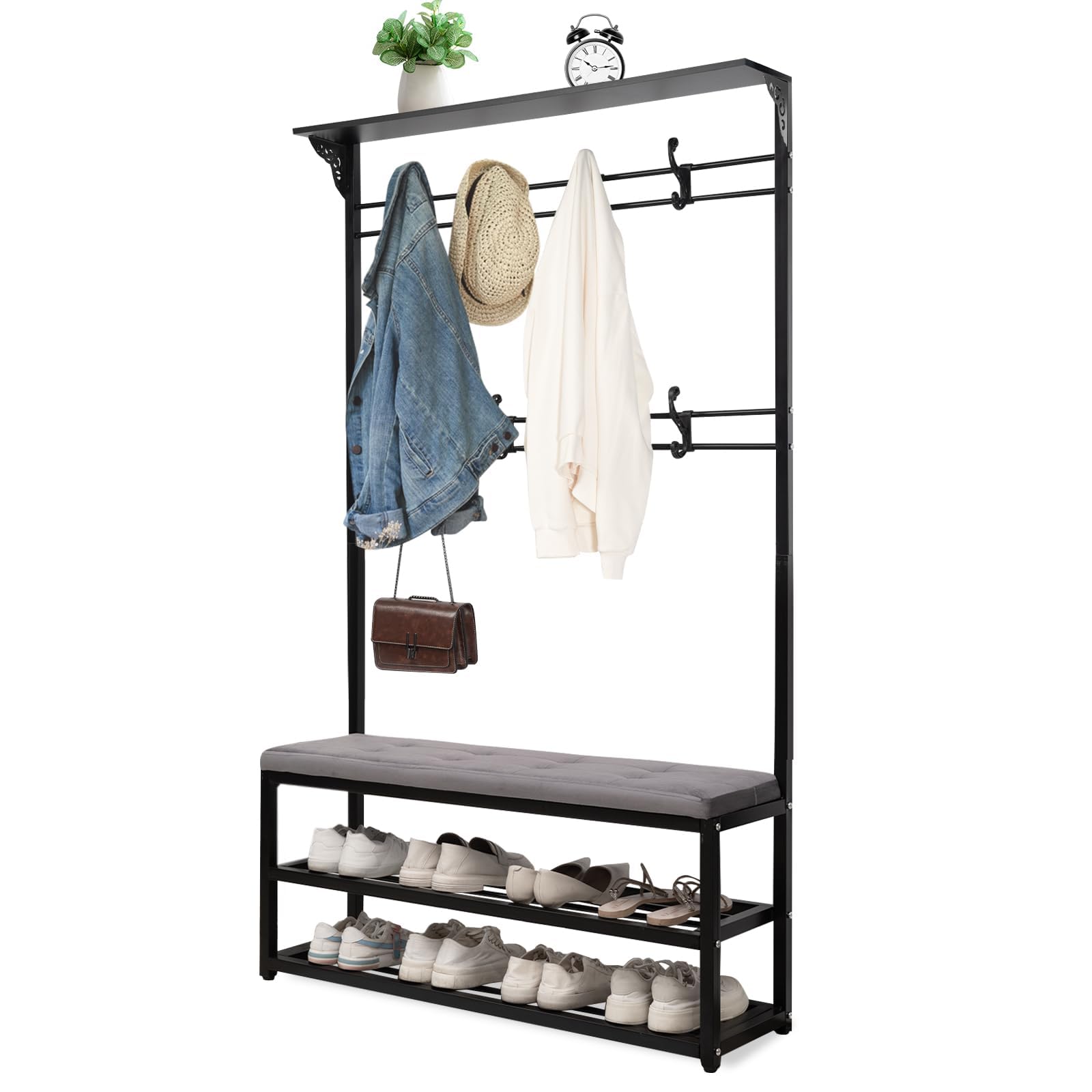 Amazon.com: GuiMemi Hall Tree with Bench and Shoe Storage, Coat and ...