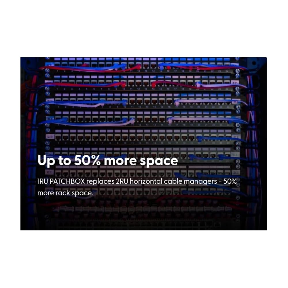 PATCHBOX® 365 Cat.6a - Patch Panel 24 Port Cable Management for Network and Server Racks with ...