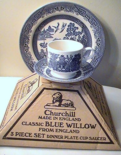 Amazon.com | Churchill Blue Willow 3 Pc. Dinnerware Set: Dinnerware Sets