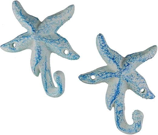 Amazon.com: Iron Starfish Hook, Set of 2, Light Blue : Home & Kitchen