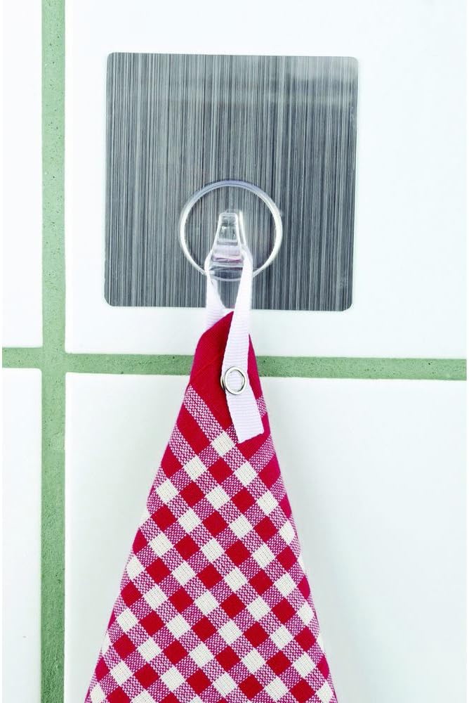 Wenko Static-Loc Wall Hook Uno Stainless Steel Look Square-Fixing ...