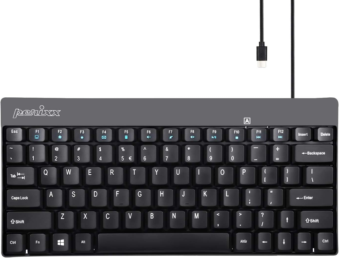 Perixx PERIBOARD-422 - Mini Teclado USB-C con Cable, Conector USB Tipo ...