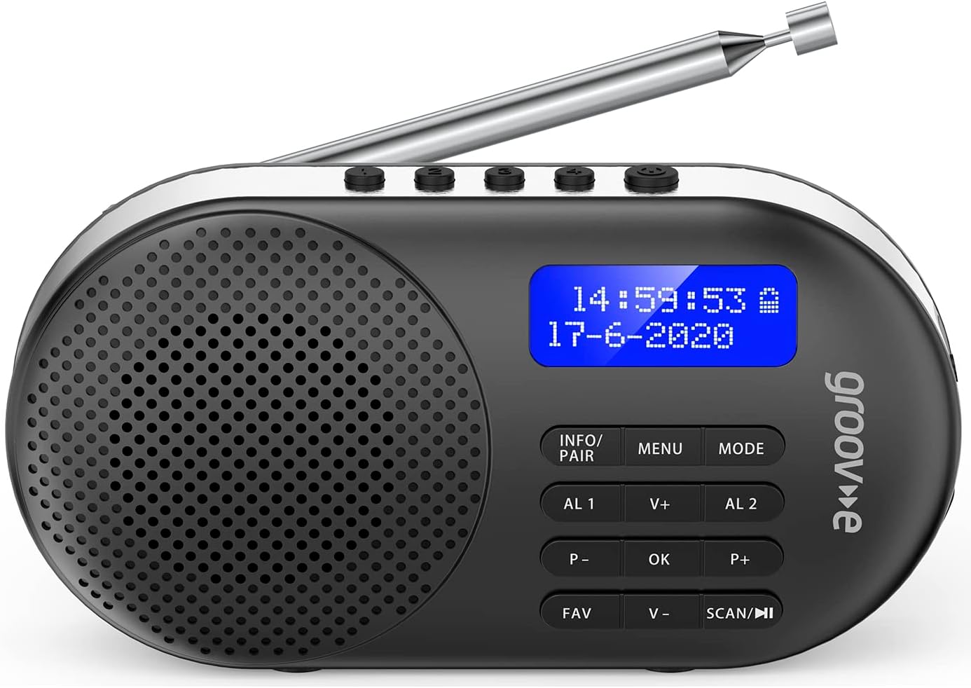 groov-e Geneva Rechargeable DAB & FM Digital Radio - Built-In Alarm ...