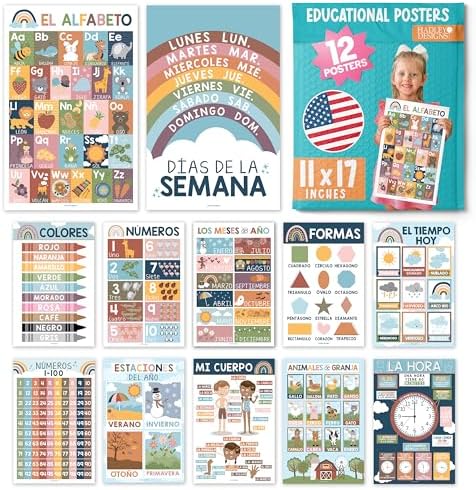 Amazon.com : Hadley Designs Spanish Classroom Decorations - 12 Spanish ...