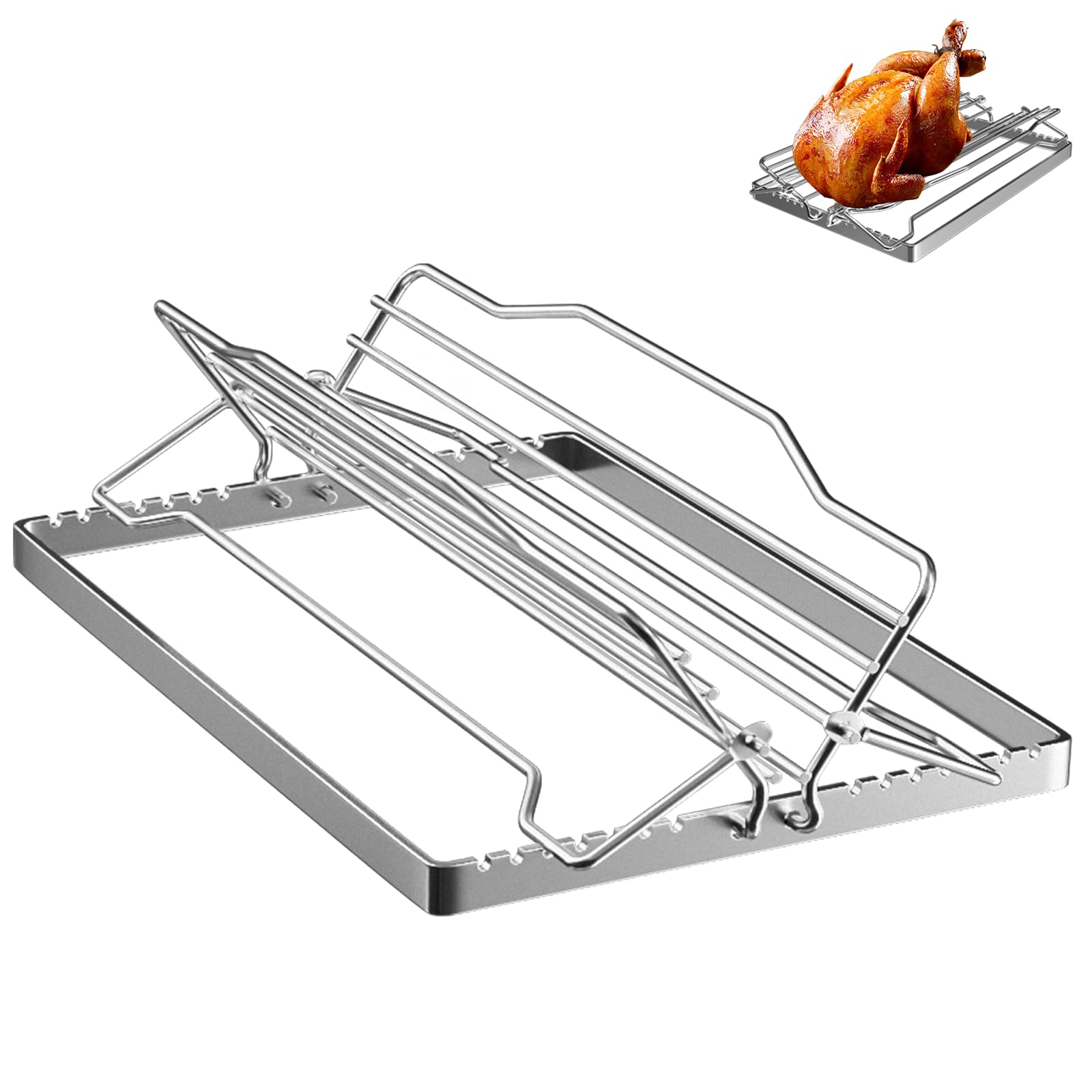 Amazon.com : bbq777 Adjustable Turkey Roasting Rack, Poultry Rack for ...