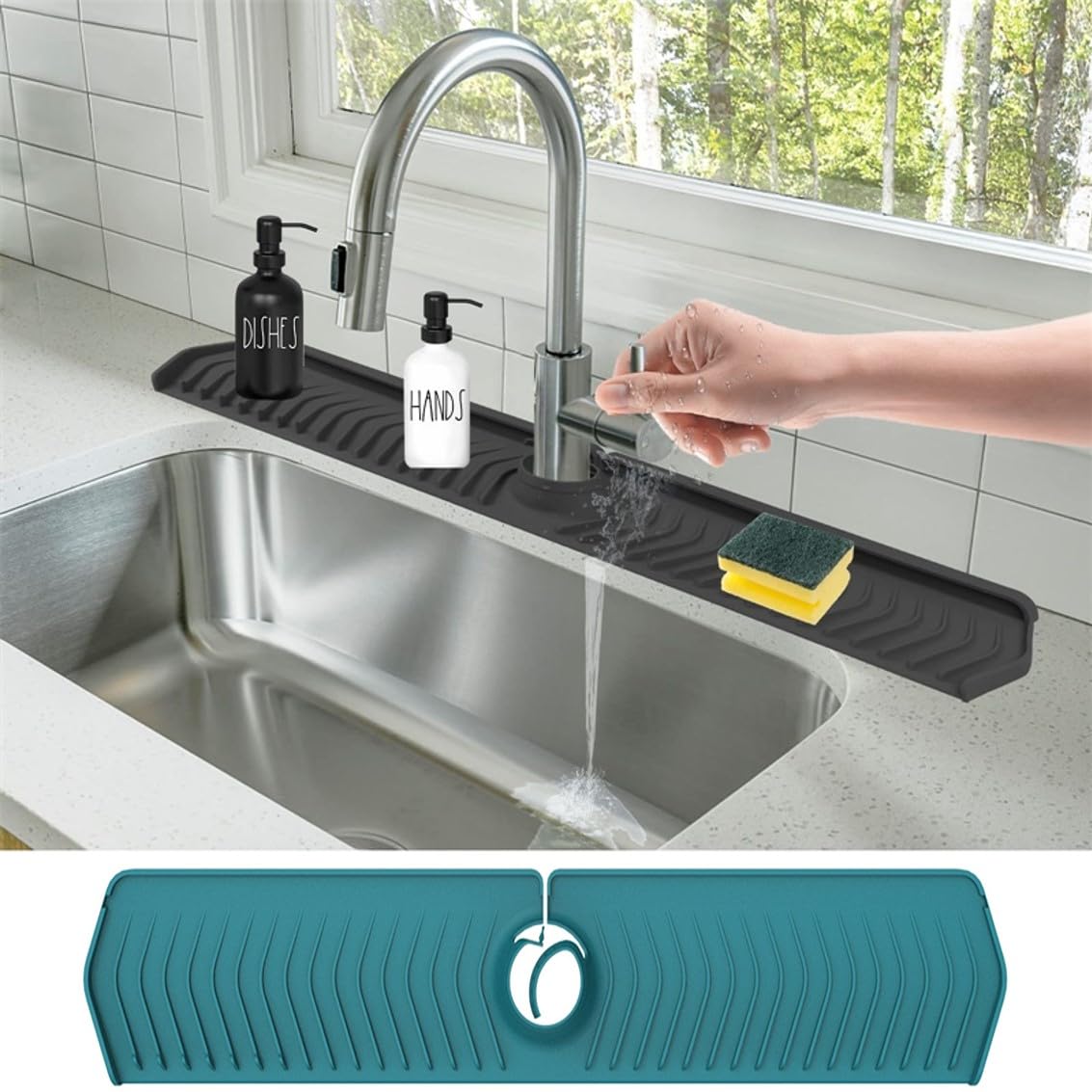 Kitchen Sink Splash Mat Silicone Faucet Handle Drip Catcher Tray ...