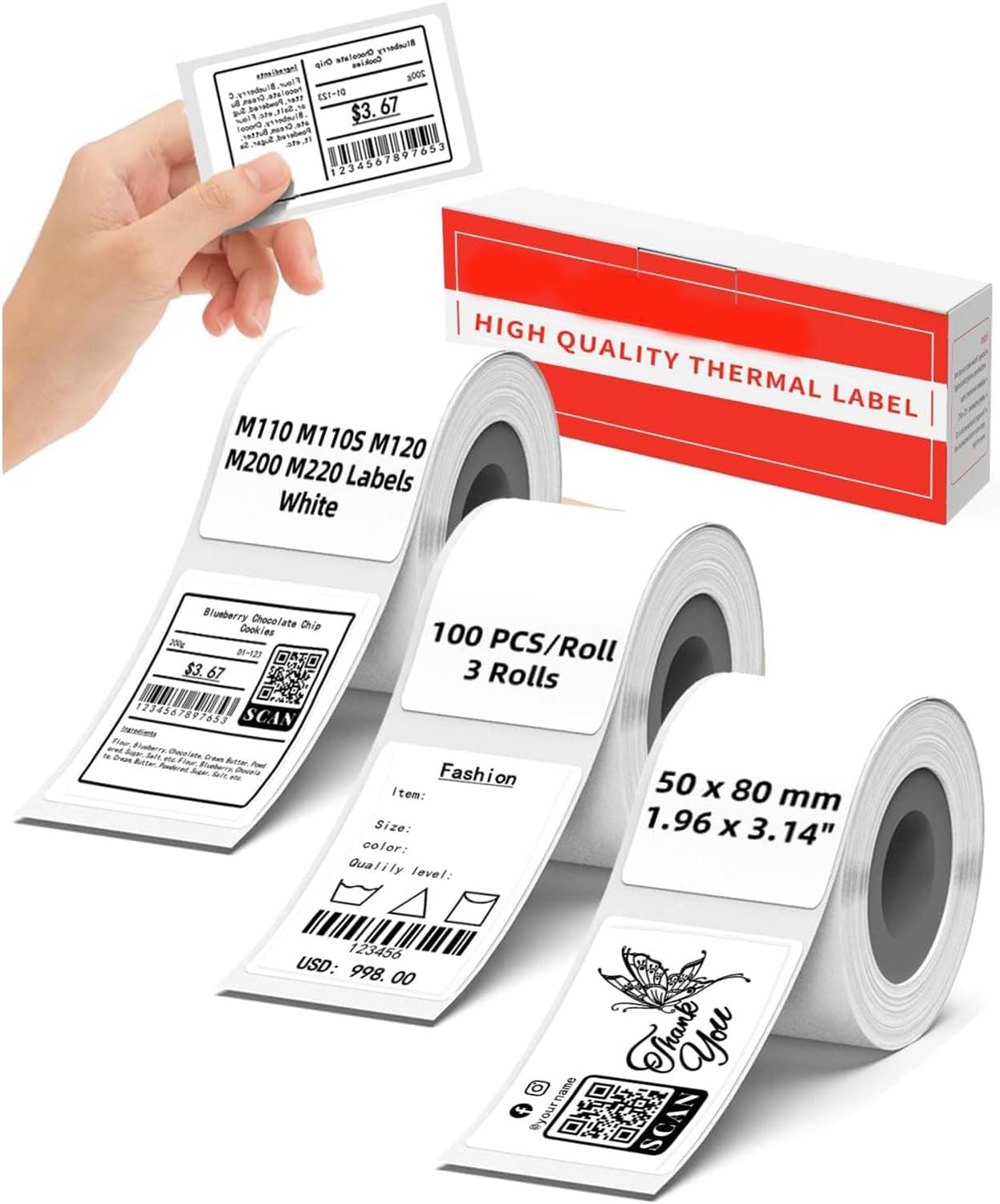 M110 Labels M220 Thermal Labels -2''x3.15''(50x80mm), Original Print ...