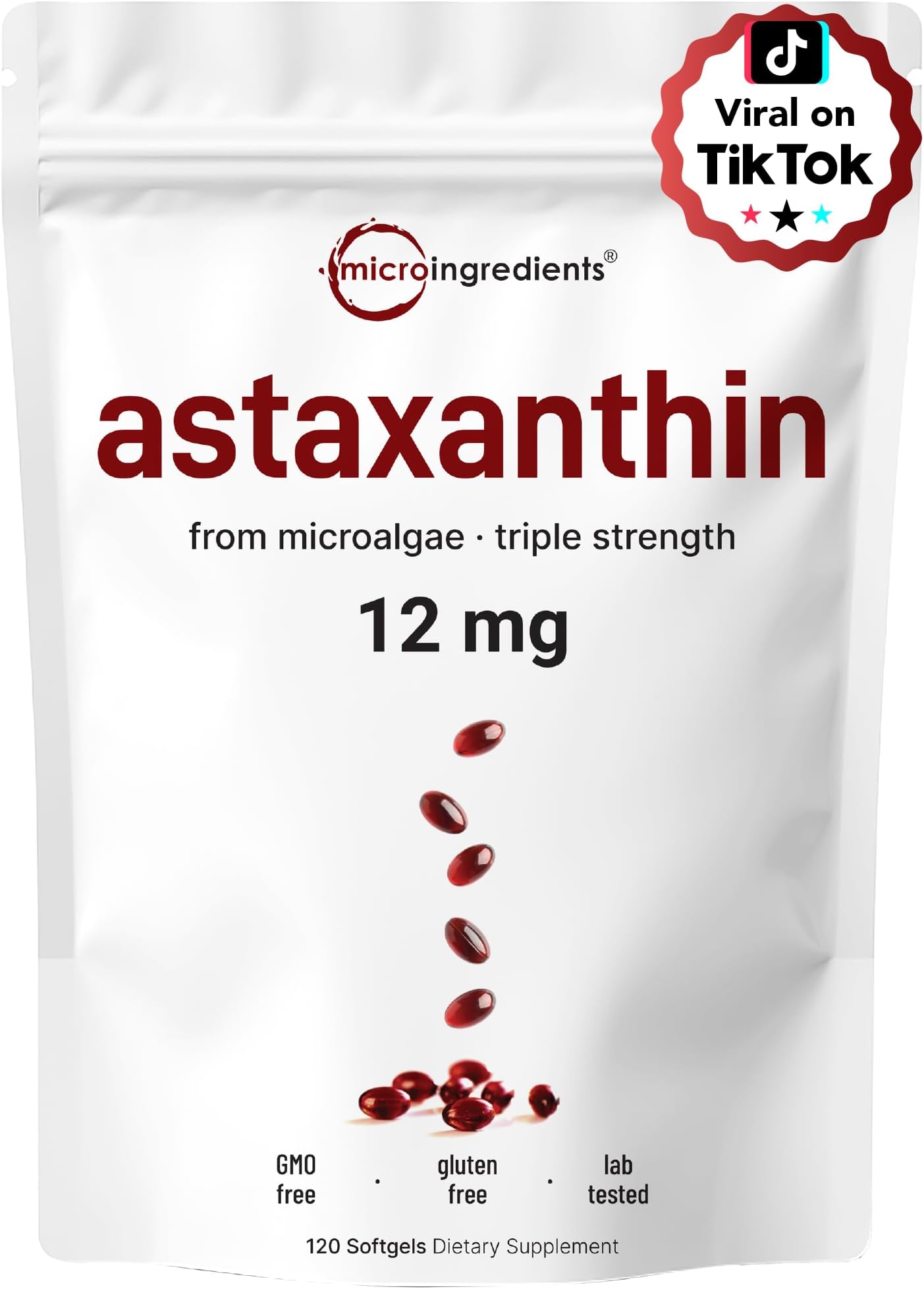 Amazon.com: Astaxanthin 12mg, 120 Softgels, 4 Month Supply | Premium ...