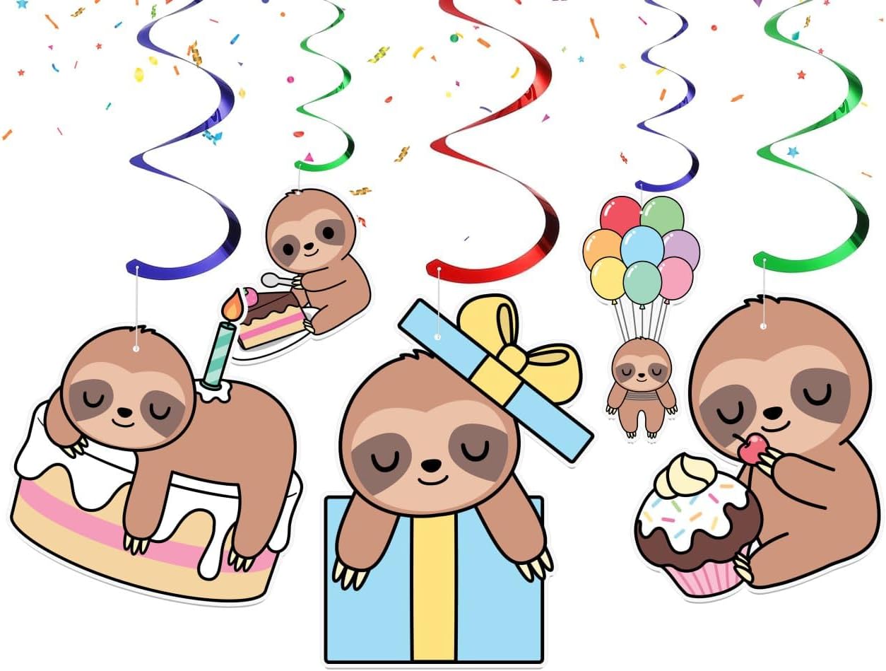Amazon.com: Birthday Sloth Streamers - Cute Sloth Party Decorations for ...