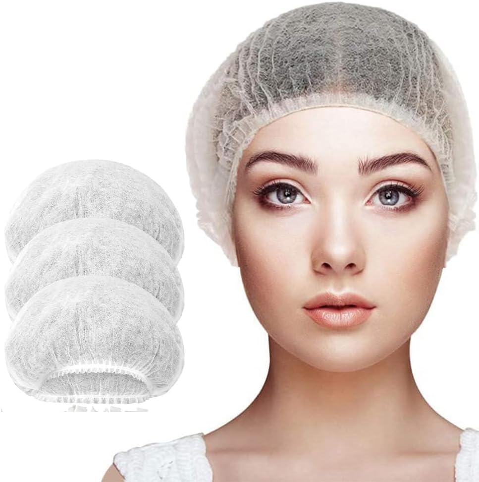 Rudra Premium Disposable Bouffant Caps | White Hair Cover with Elastic ...