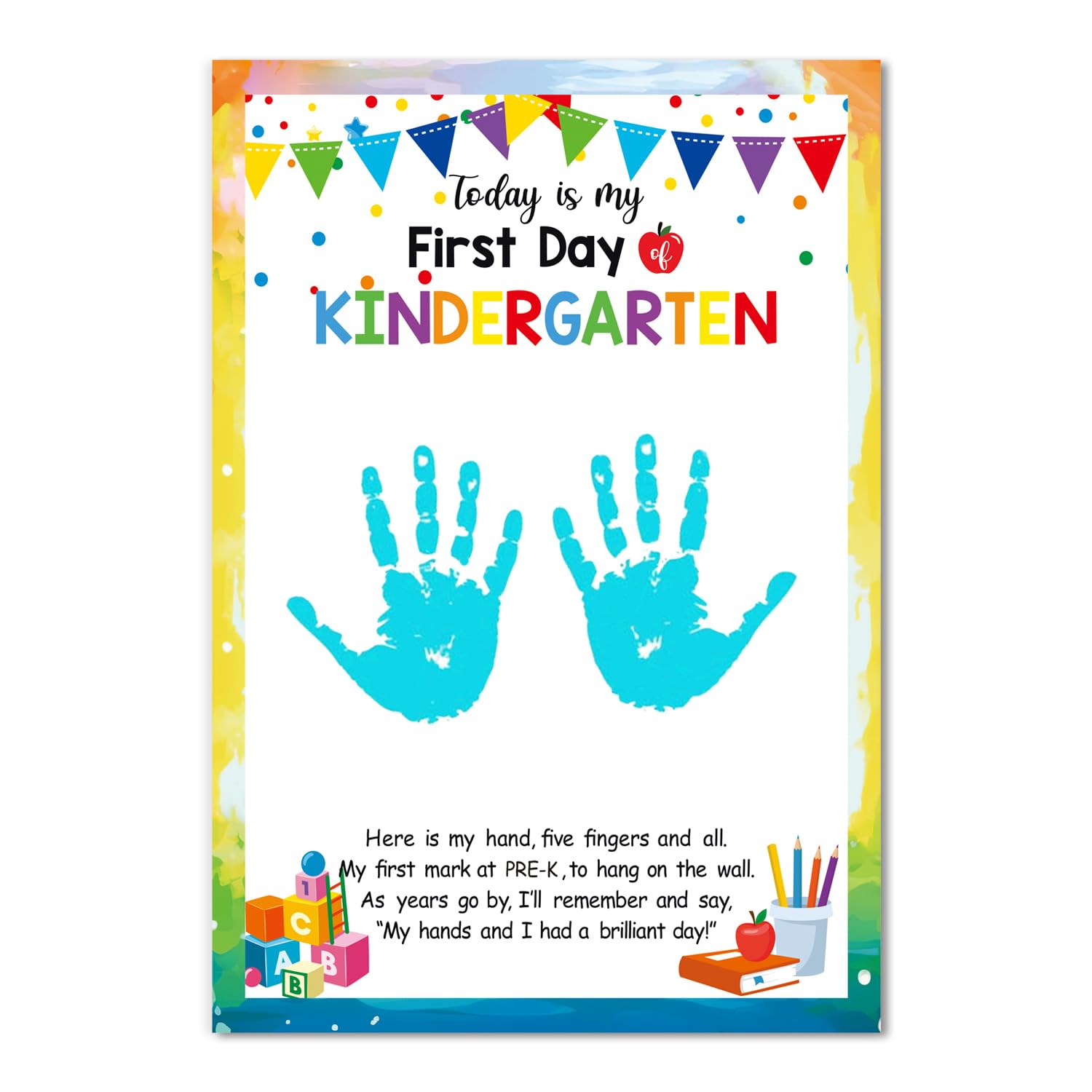 Amazon.com: First Day of Kindergarten Handprint Craft Activity for Kids ...