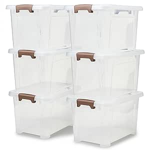 Amazon.com - EZOWare 16.9 Quart Plastic Storage Container Bin with Lid ...