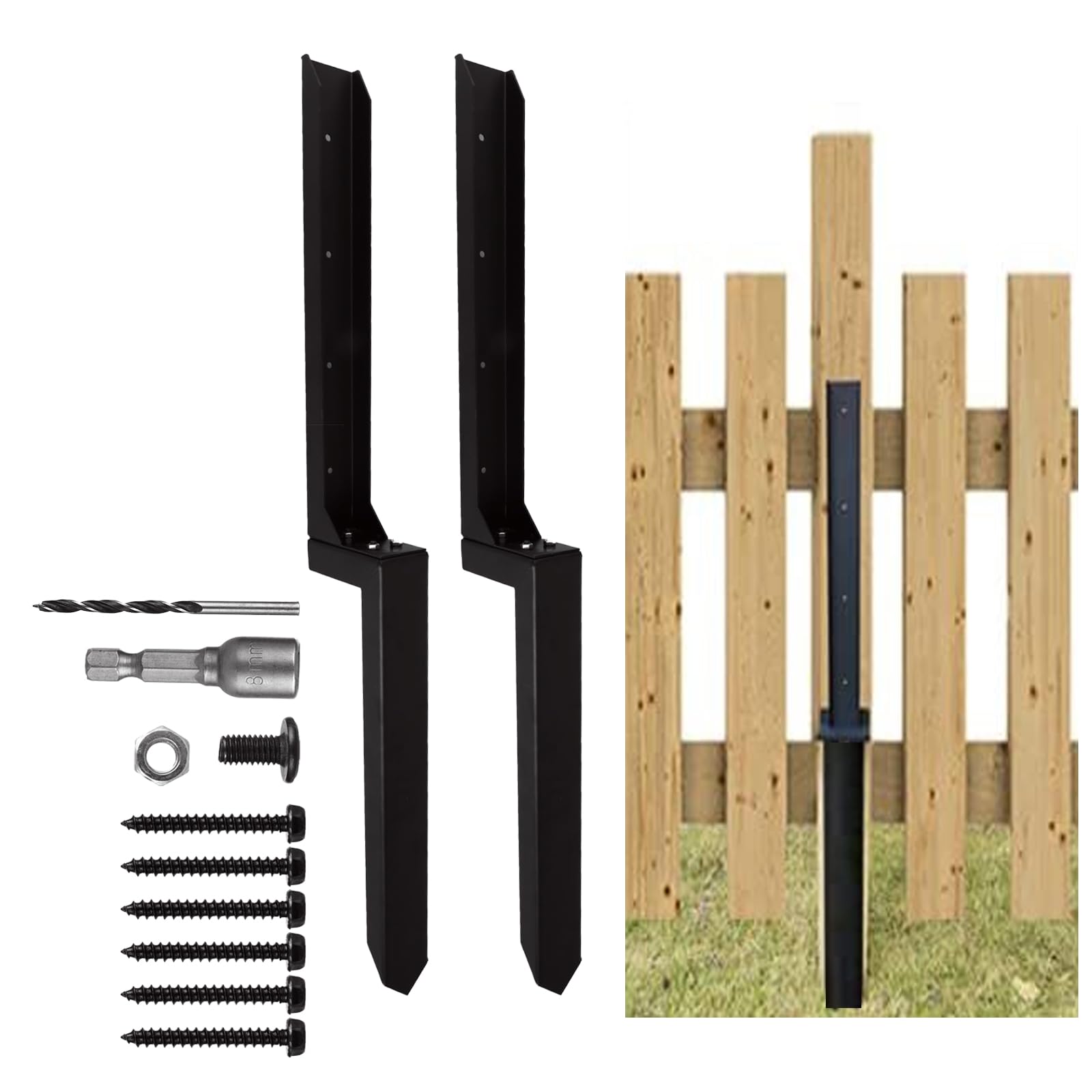 Buy Oungy 2 Pack Fence Post Repair Kit Fence Post Anchor Kit Heavy Duty ...