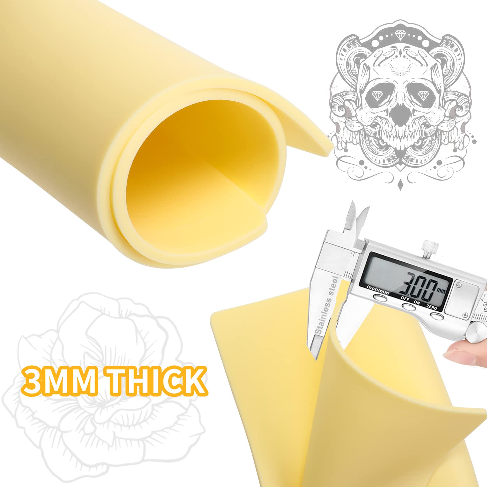 Snapklik.com : 12 Pcs Tattoo Fake Skin Kit, 3mm 12x8in Thick Pound Of ...