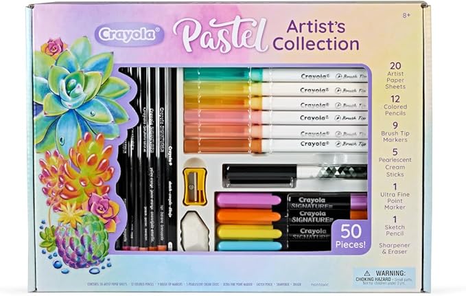 Amazon.com: Crayola Pastel Colors Art Kit (50pcs), Kids Art Set with ...