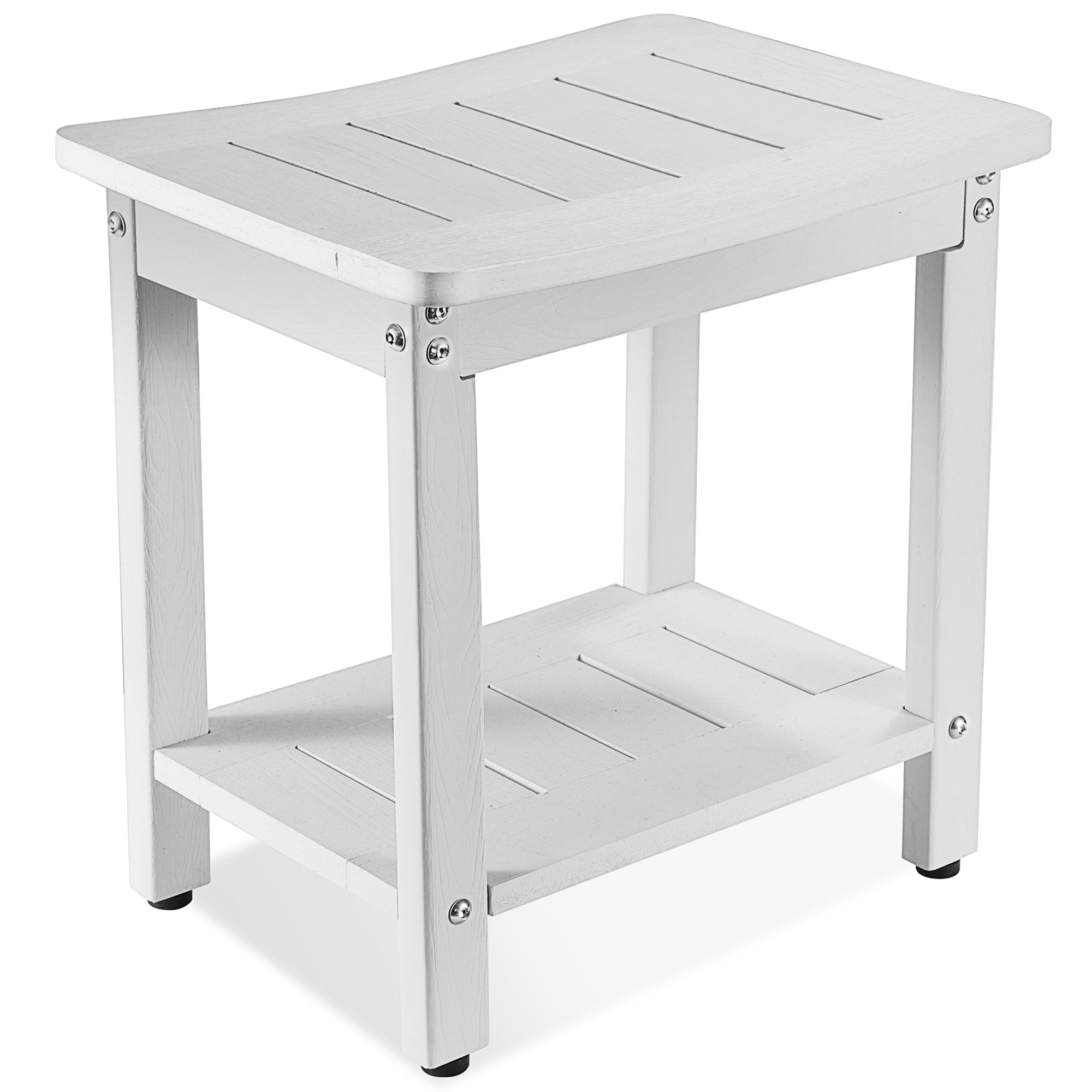Amazon.com: Imzufull HDPE Shower Bench Seat,White Shower Stool for ...