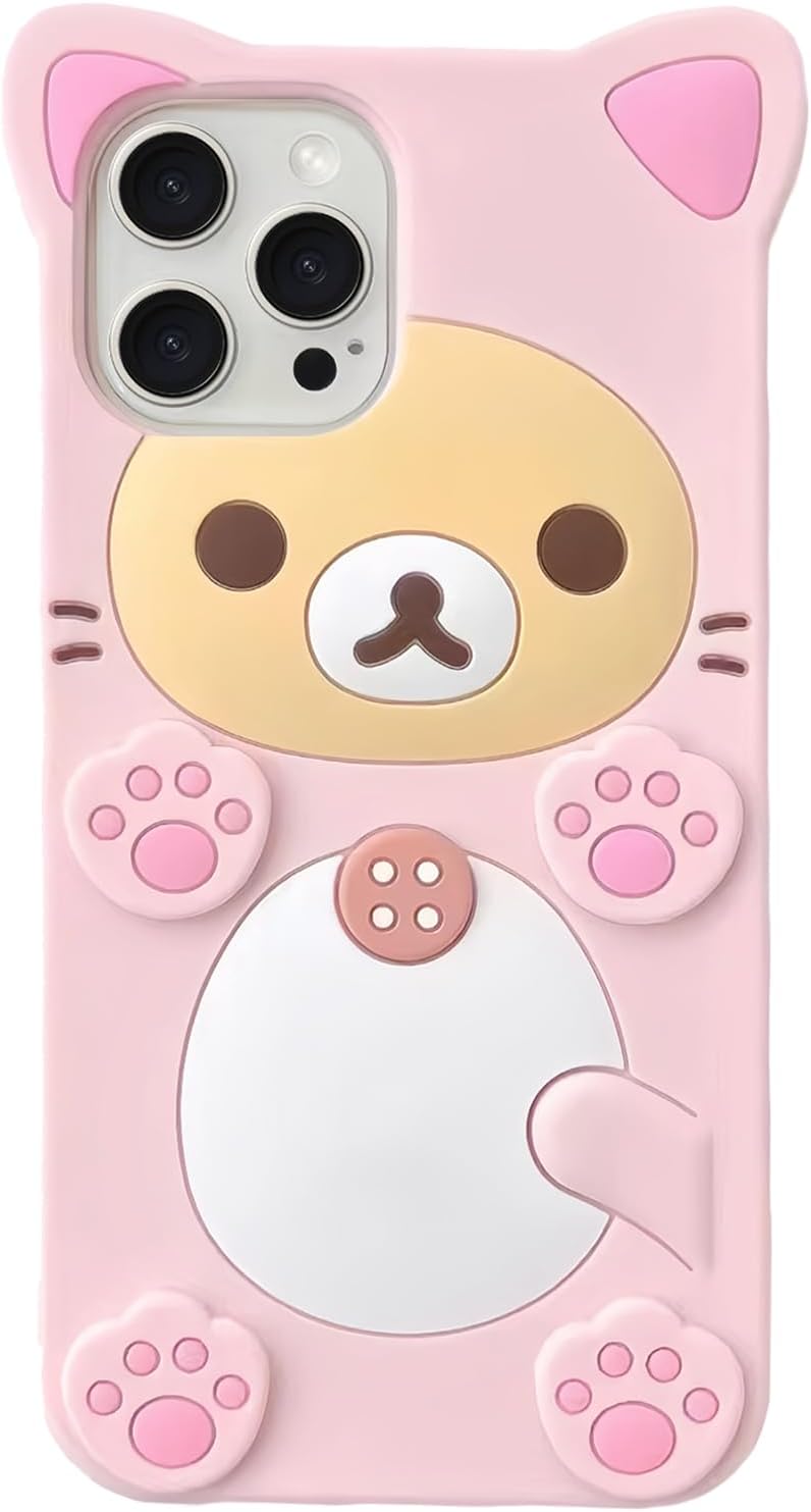 Amazon.com: IAIYOXI 3D Cute Cartoon Bear Phone Case for iPhone 14 Pro ...