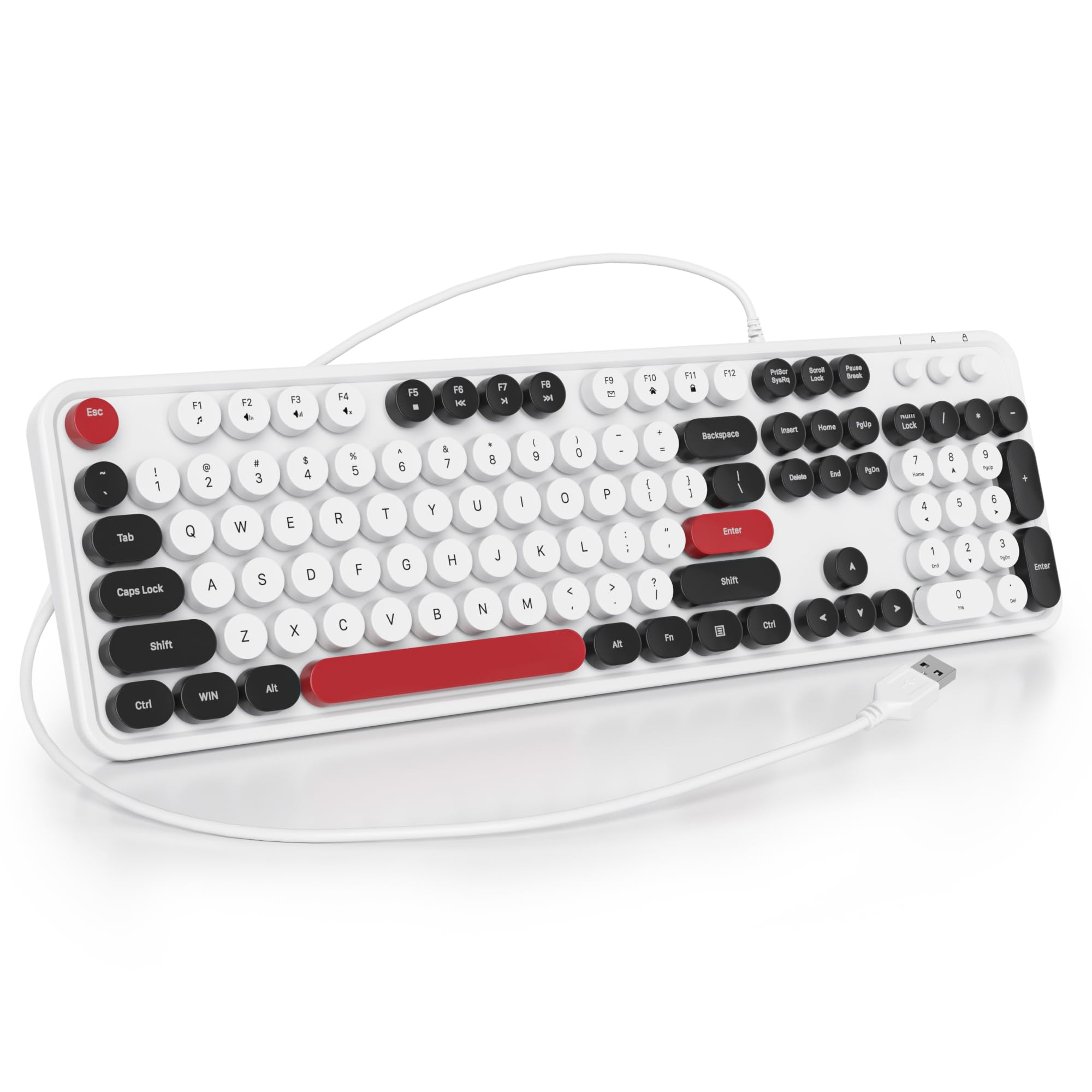 Wired Typewriter Keyboard Full Size Usb Keyboard Retro Computer ...