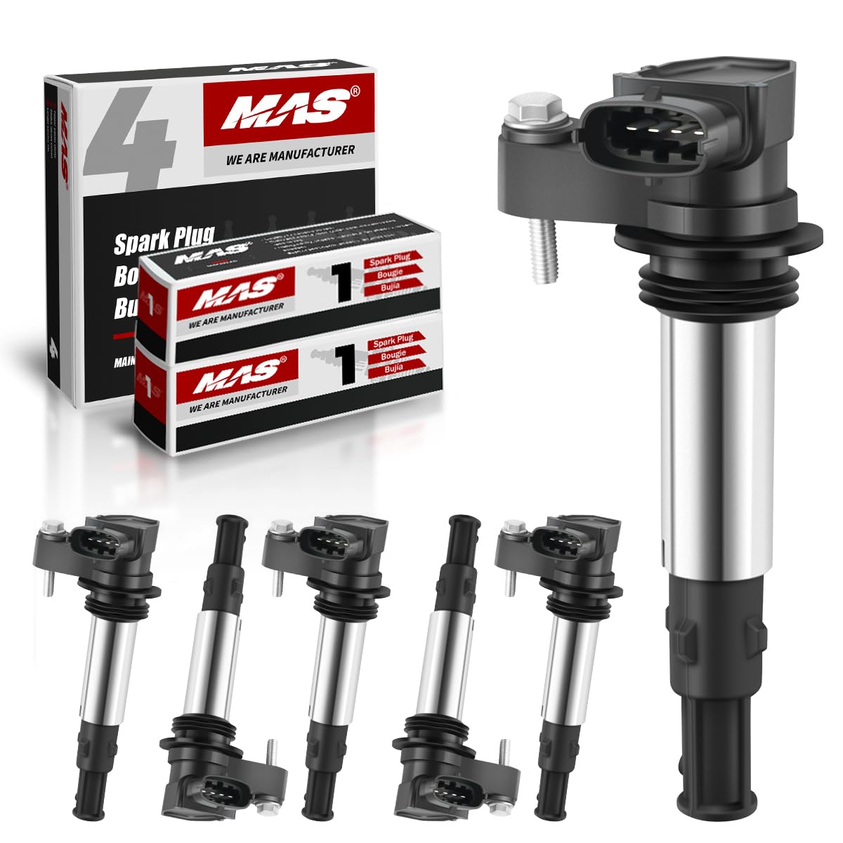 Amazon.com: MAS Set of 6 Ignition Coils Pack UF375 & Iridium Spark ...
