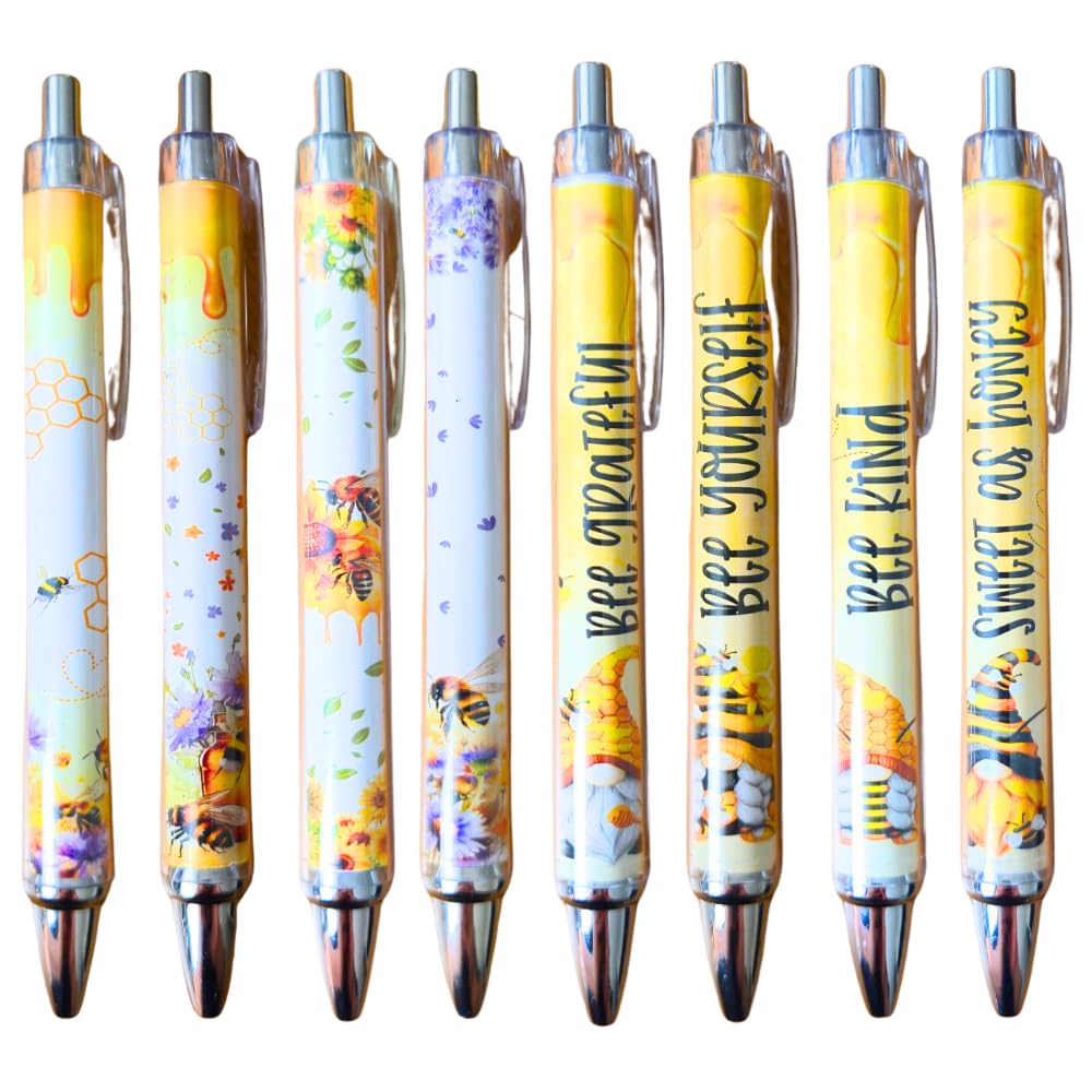 Amazon.com : 8PC Bee Pens Bumblebee Pen Yellow Purple Bumble Bee Hive ...