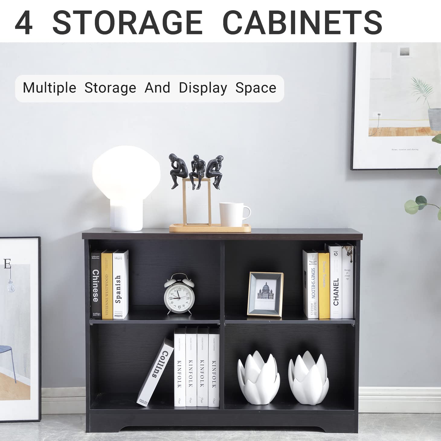 Royal Woods RUIENHOME Industrial Storage Cube Wood Bookcase, 2 Tier 4 ...