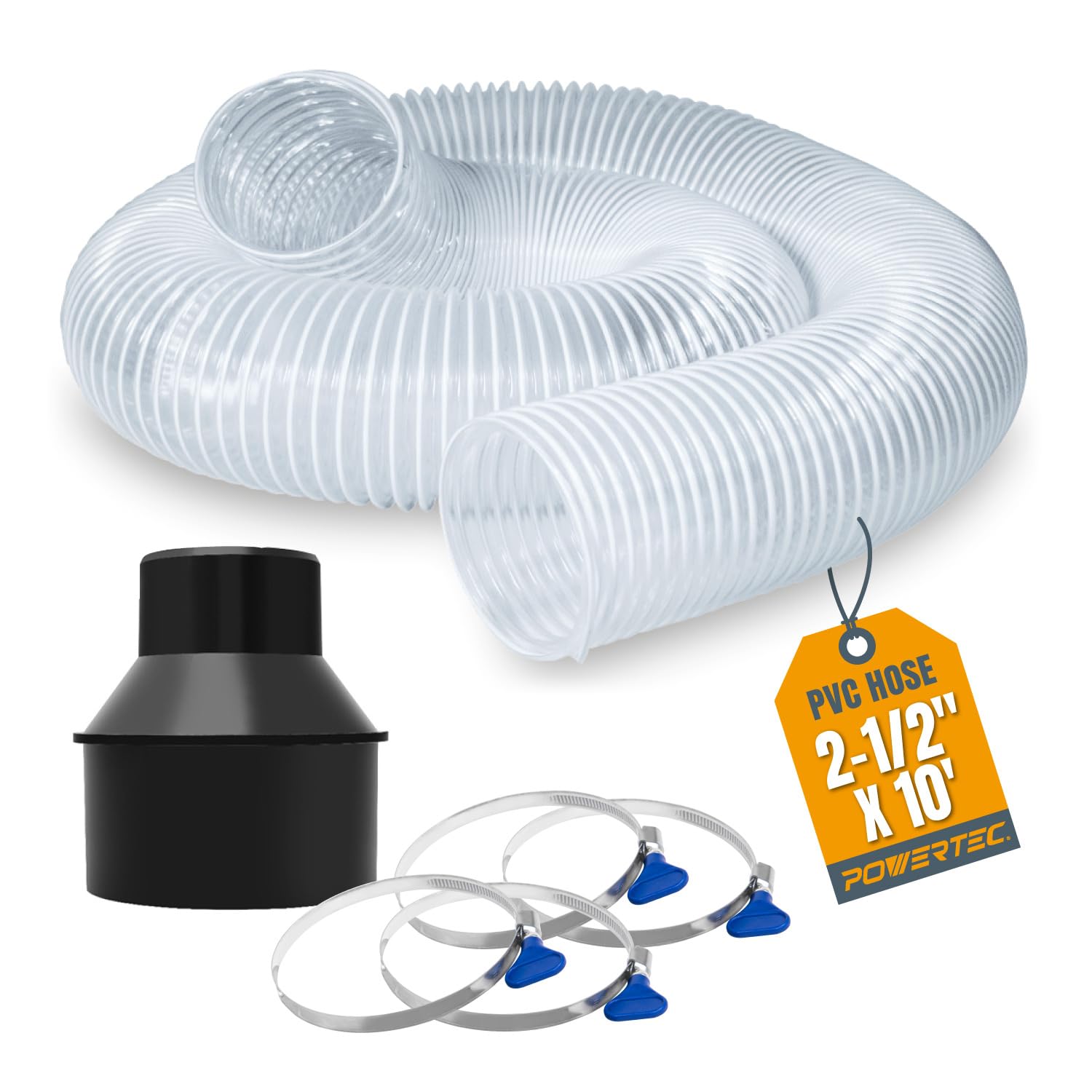 Snapklik.com : POWERTEC 2-1/2" X 10 Dust Collection Hose w/Reducer ...