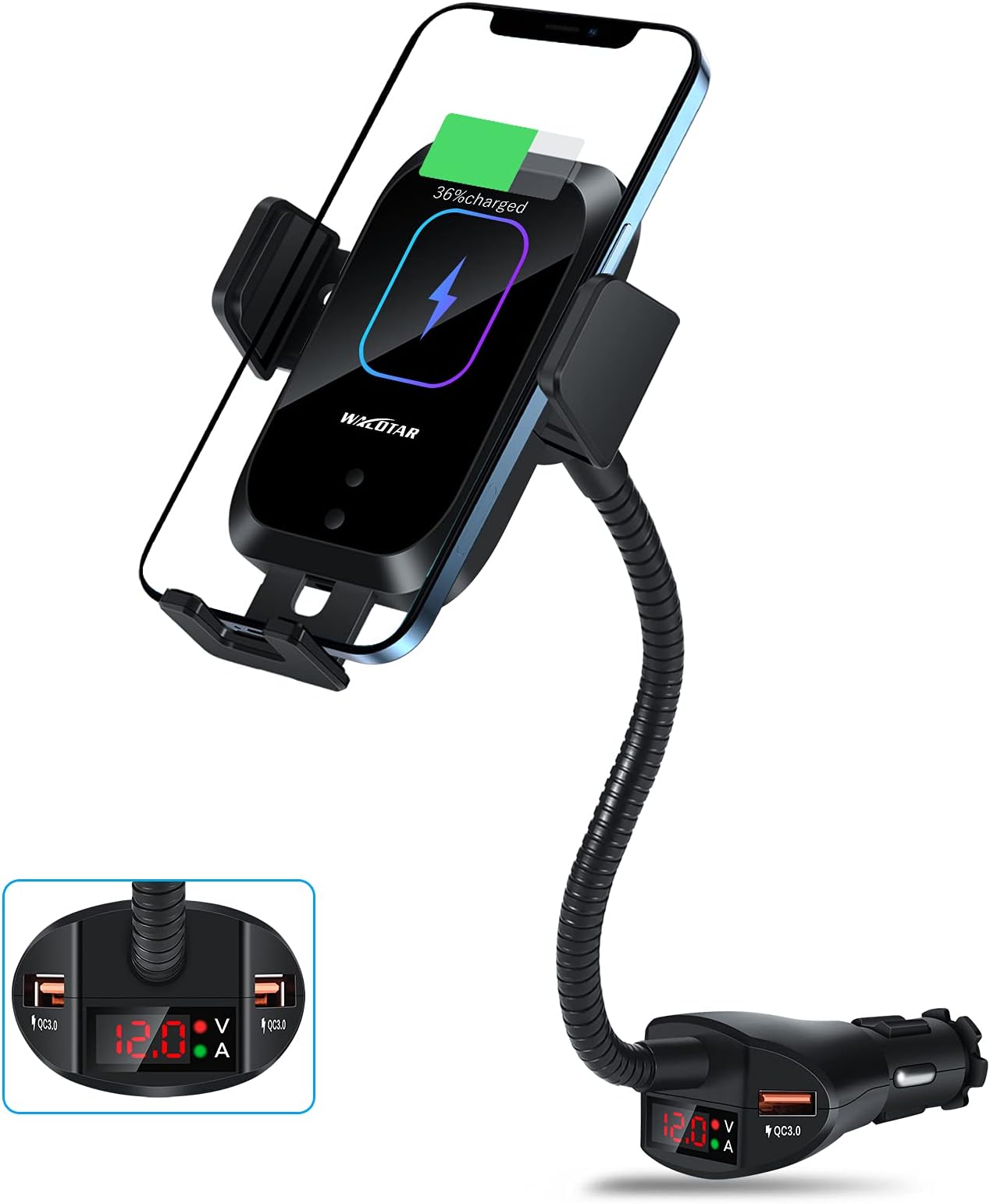 Amazon.com: Car Cigarette Lighter Wireless Charger- Phone Holder Mount ...