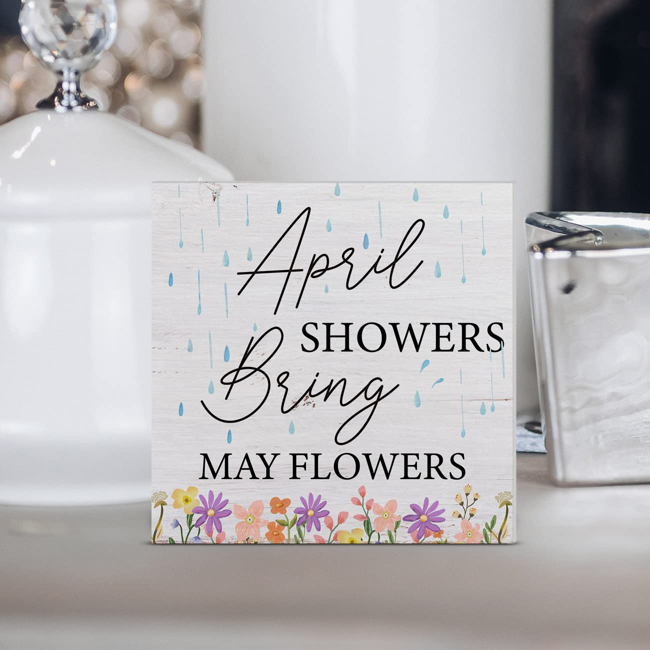 Snapklik.com : April Showers Bring May Flowers Wooden Box Sign ...