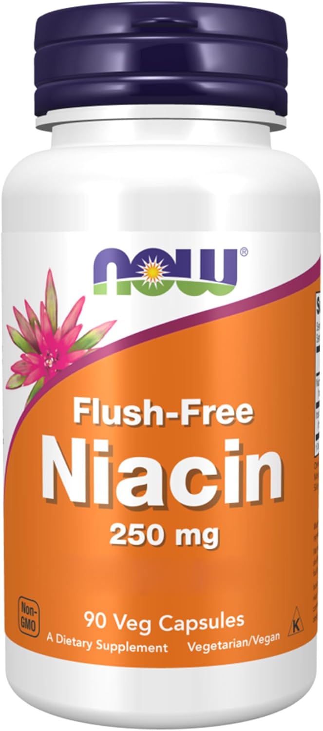 Now Foods, Niacin Flush-Free, Vitamin B3 Without Flush, 250mg, 90 Vegan ...