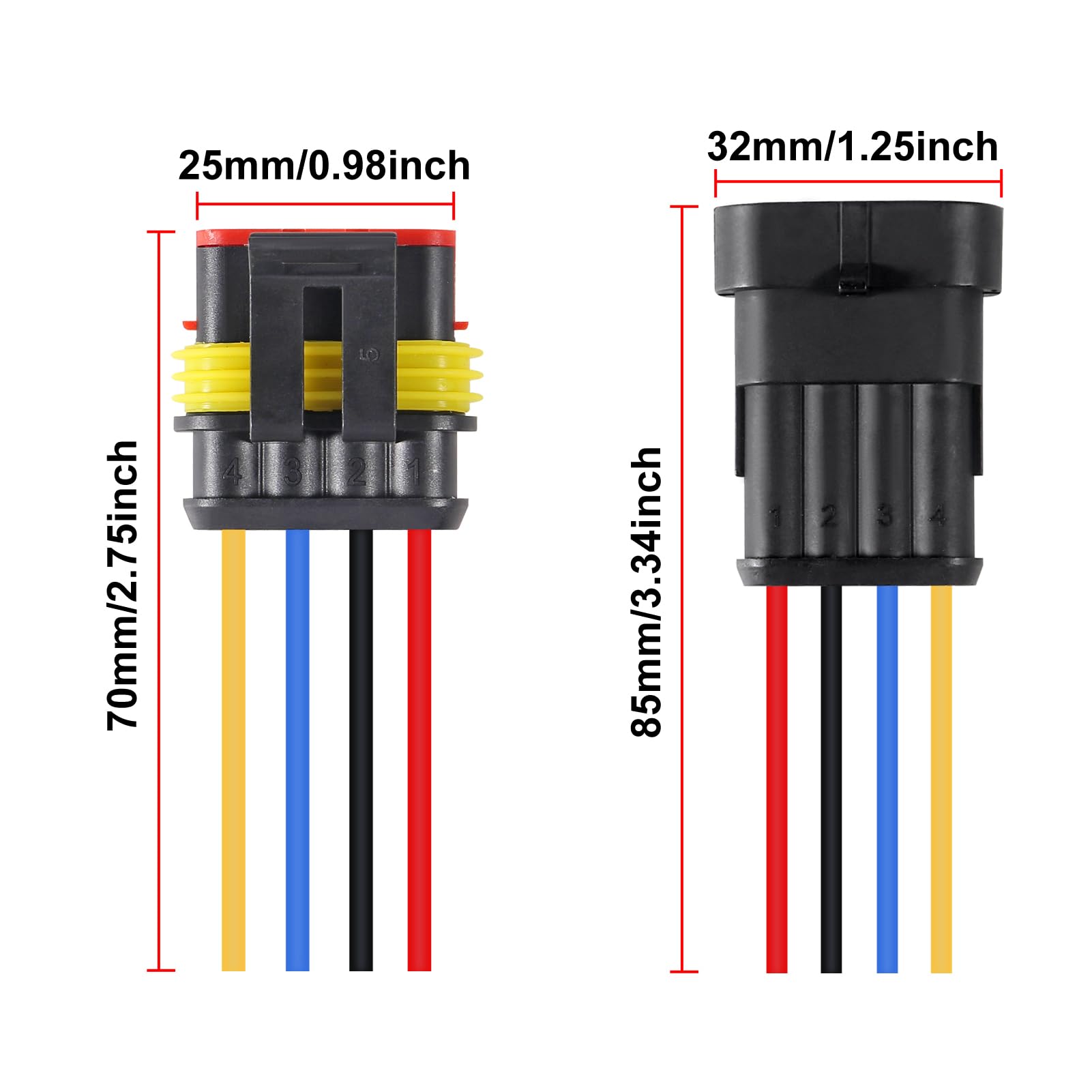 Snapklik.com : 8Pair 4Pin Connector Waterproof Electrical 4 Pin Plug ...