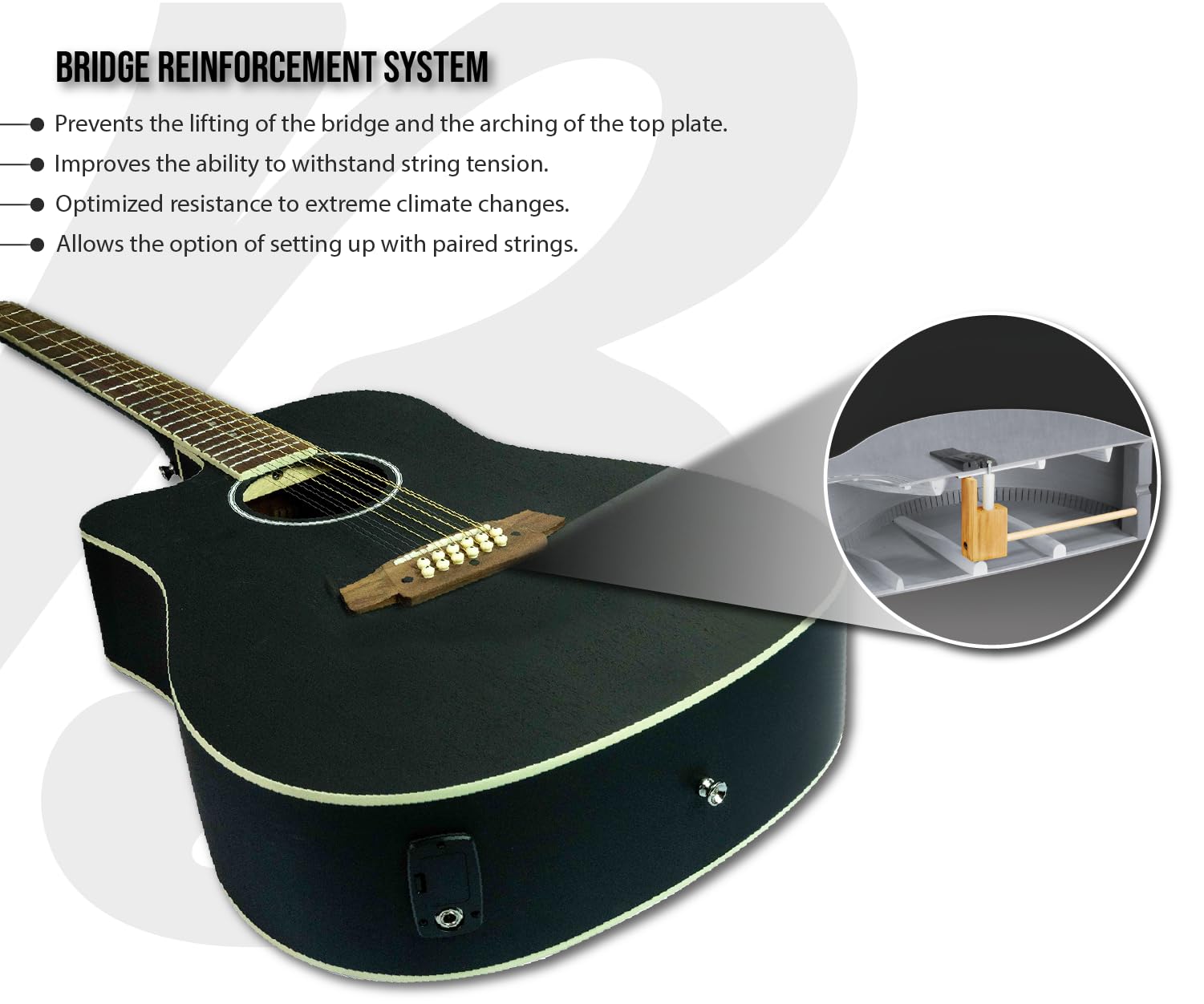 Bamboo 12 String Guitar, 12 String Acoustic Electric Guitar, Beginner ...