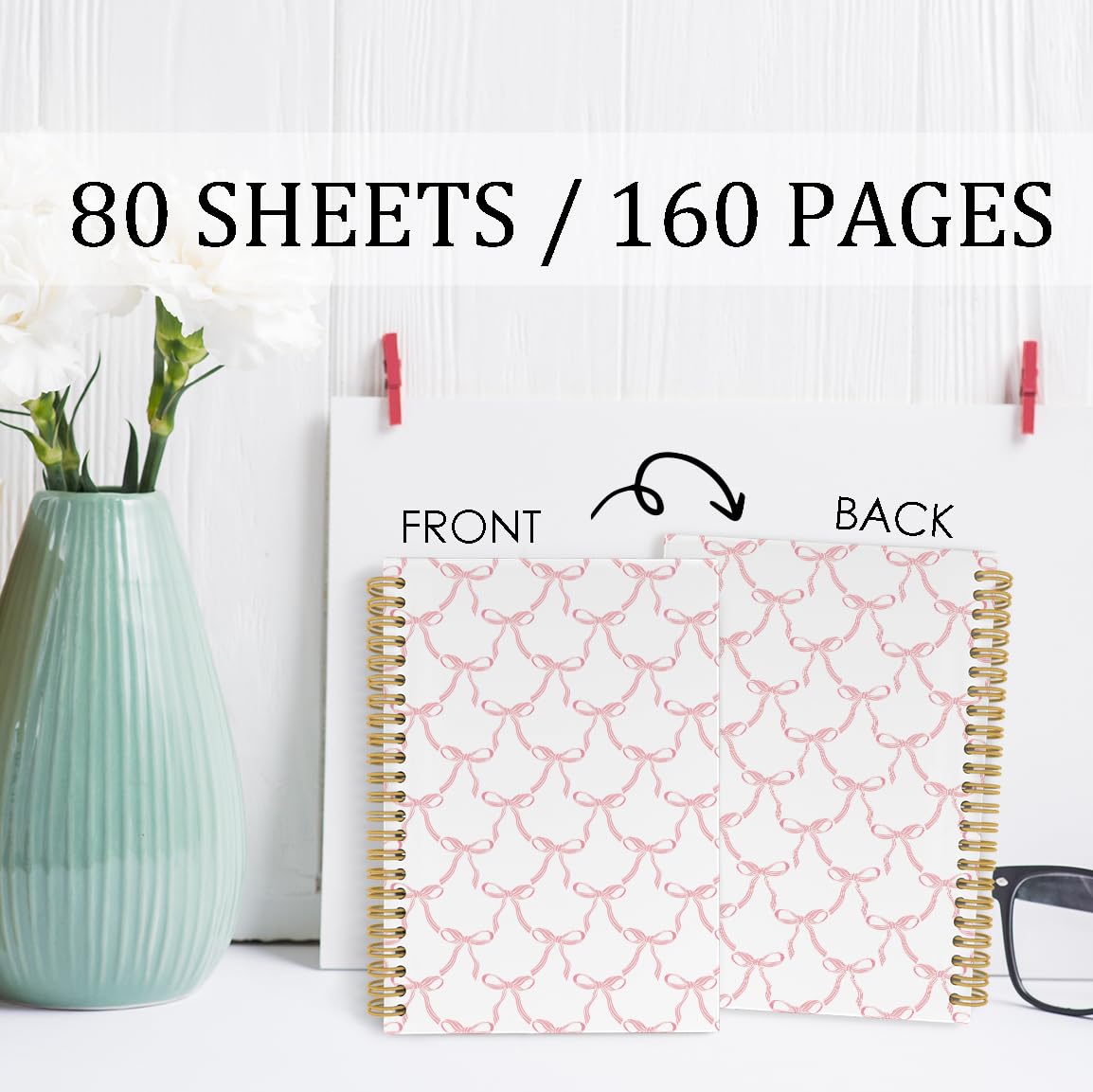 Snapklik.com : Preppy Pink Bow Notebook, Coquette Notebook Journal ...