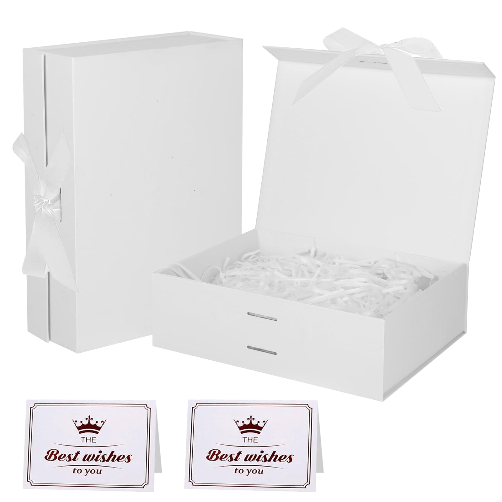 2Pcs Gift Boxes for Presents, White Magnetic Gift Boxes with Lids ...