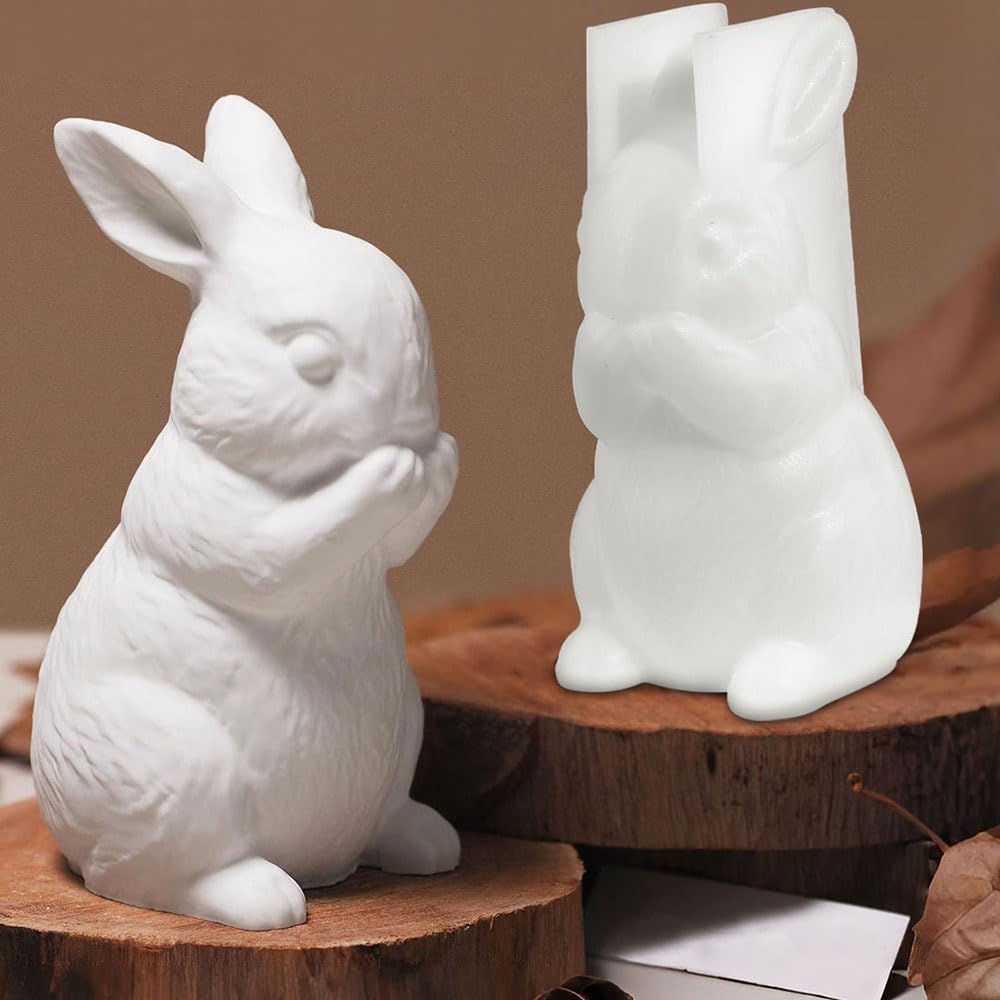 Amazon.com: Both Hands Covering Mouth Rabbit Easter Silicone Molds for ...