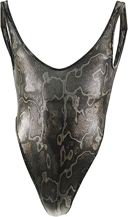 Kyisoy Men's Deep U Neck High Cut Thong Leotard Bodysuit Backless Camo ...