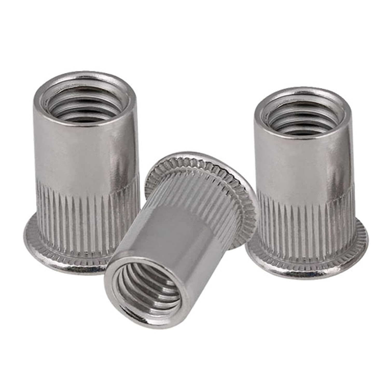 100-Pieces Rivet Nuts M8 304 Stainless Steel Flat Head Threaded Insert ...