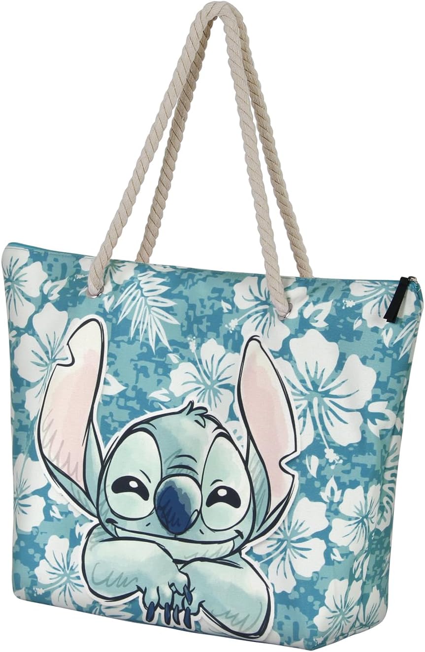 Amazon.com: Disney Soleil Beach Bag Aloha, Blue Stitch : Clothing ...