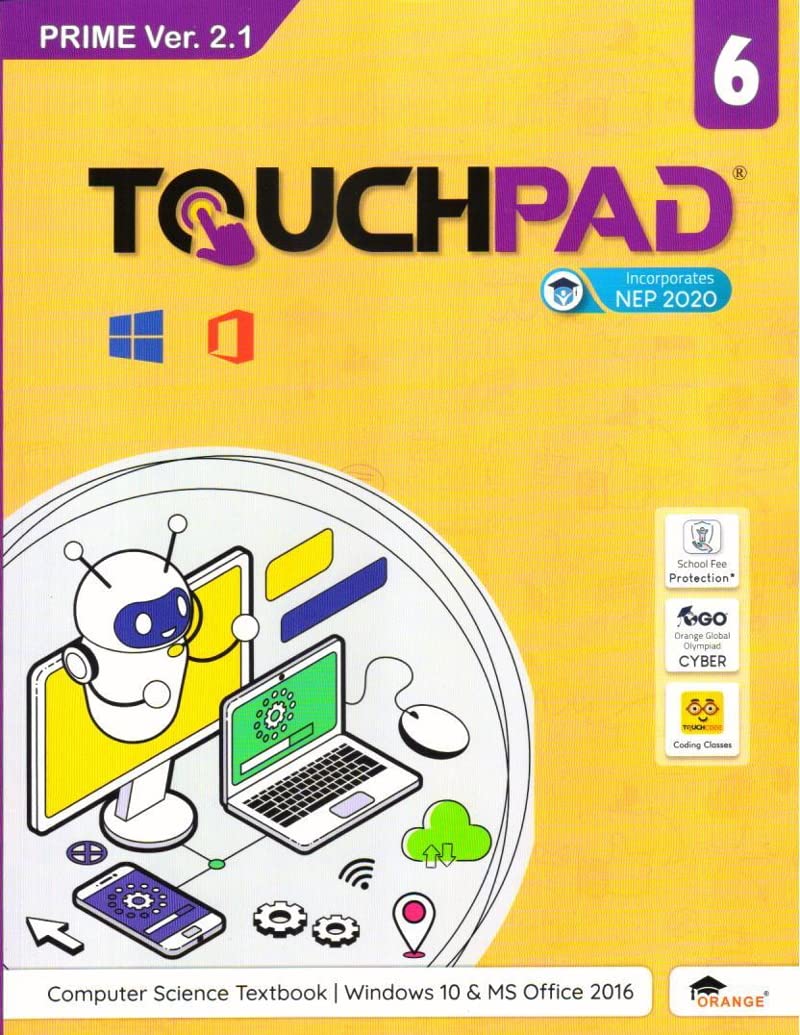 Orange Touchpad Computer Science Book Class 6 Prime Ver.2.1 (Windows 10 ...